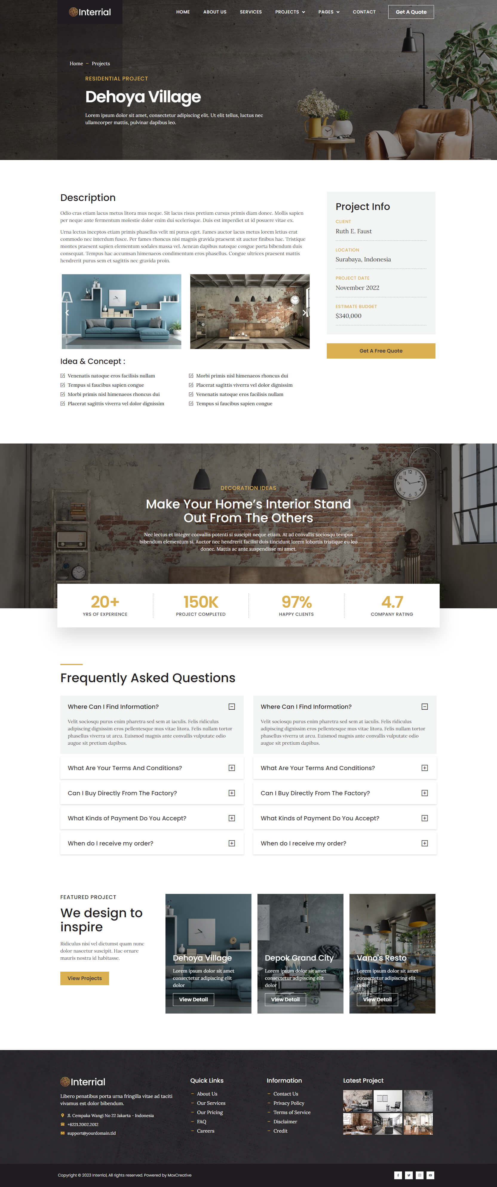 Interrial - Interior Design Service Elementor Template Kit by moxcreative