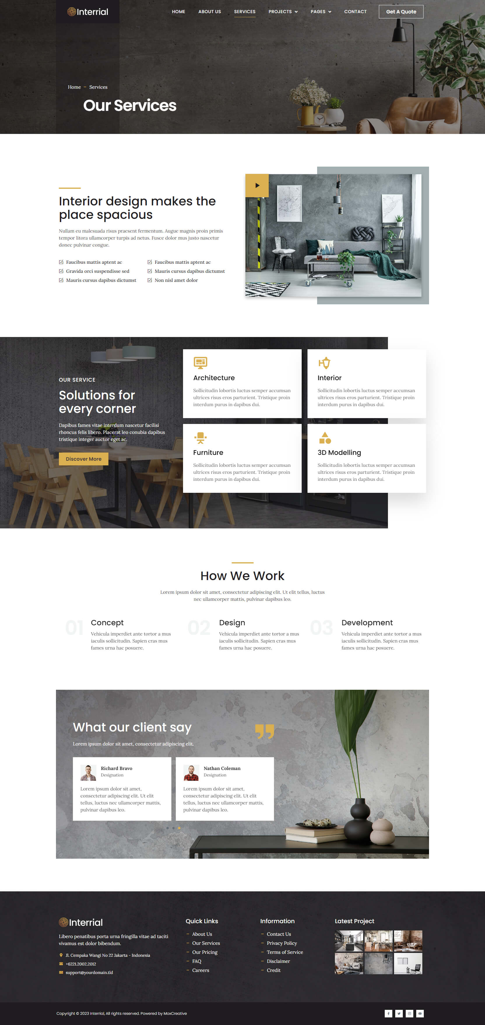 Interrial - Interior Design Service Elementor Template Kit by moxcreative