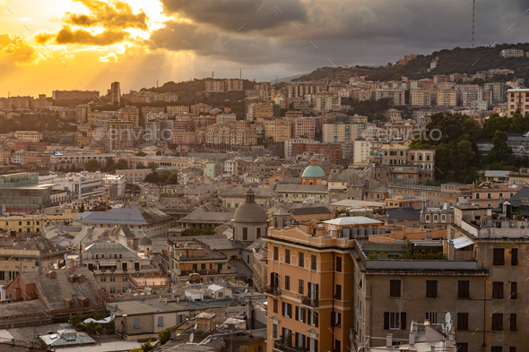 Genoa spectacular views of the historic city center of Genoa from ...