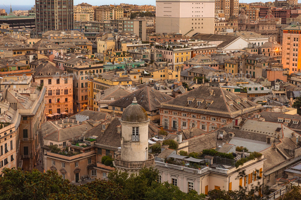 Genoa, spectacular views of the historic city center of Genoa from ...