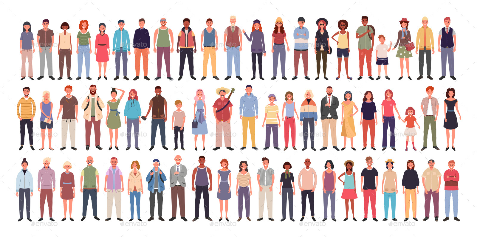 Large Multinational Set of People, Vectors | GraphicRiver