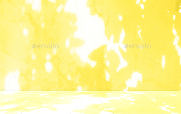 Yellow Backdrop Overlay Plant Leaves Shadow Abstract Background Stock ...