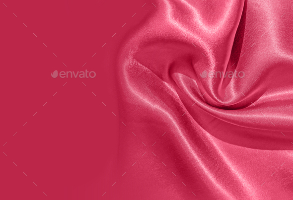 Silk texture Satin Viva Magenta color Material or luxurious Valentine's ...