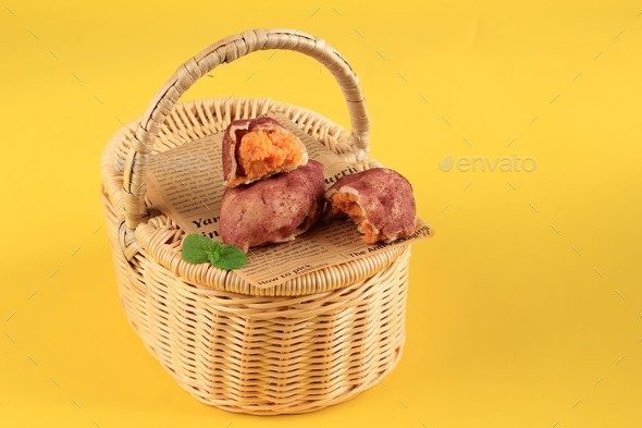 Korean Sweet Potato Mochi Bread, Made from Purple Yam (Goguma), Milk ...