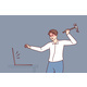 Aggressive Man Smashes Laptop Screen with Hammer, Vectors | GraphicRiver
