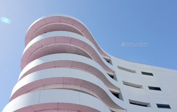 Architecture of a curved modern minimal building Stock Photo by ...