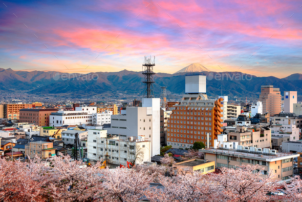 Kofu, Japan City Skyline With Mt. Fuji Stock Photo by SeanPavone ...