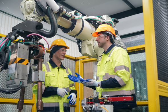 Robotics control engineers control panel for industrial robot arm ...