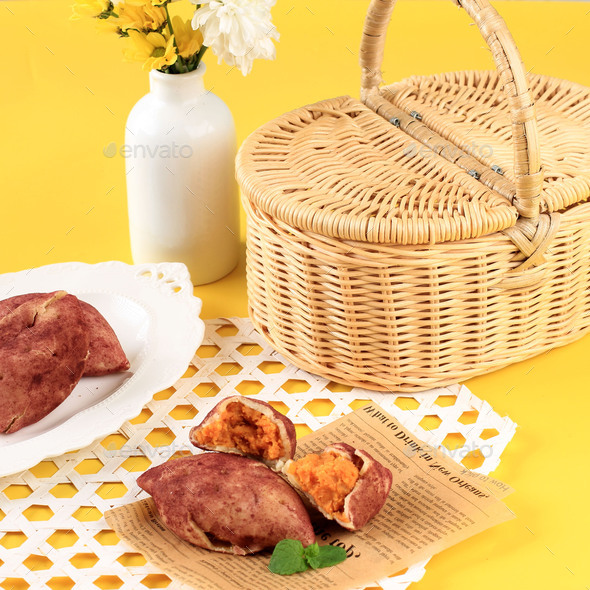 Korean Sweet Potato Mochi Bread, Made from Purple Yam (Goguma), Milk ...