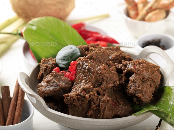 Rendang Padang. Spicy beef stew from Padang, Indonesia. The Popular ...