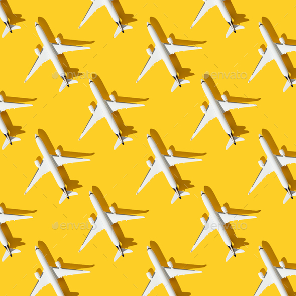 Creative composition made with passenger plane Stock Photo by klenova