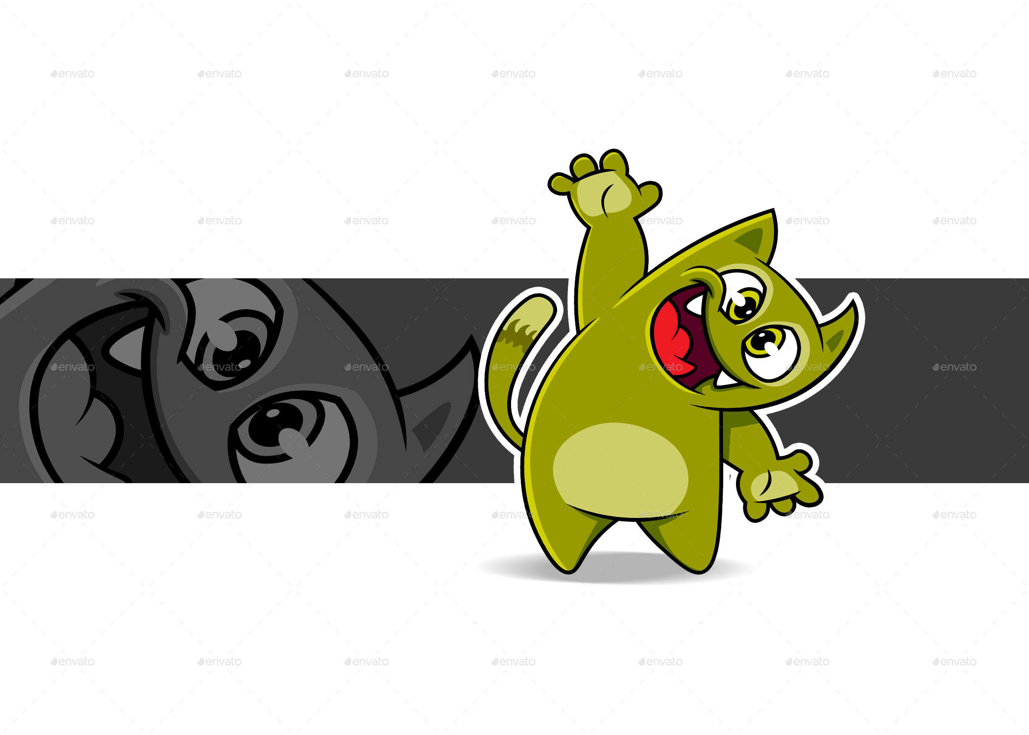 Funny Monster With Tail, Vectors | GraphicRiver