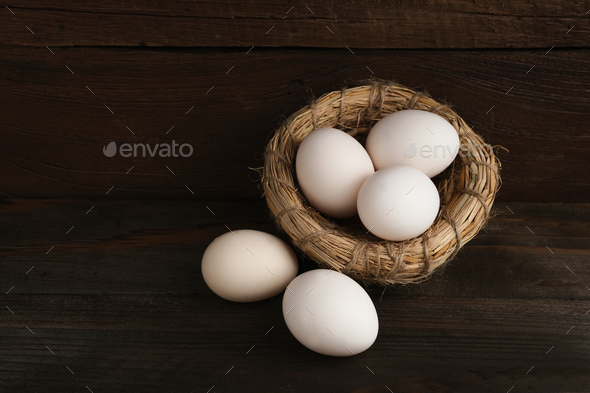 Fresh chicken eggs (Telur Ayam Kampung) Stock Photo by tyasindayanti