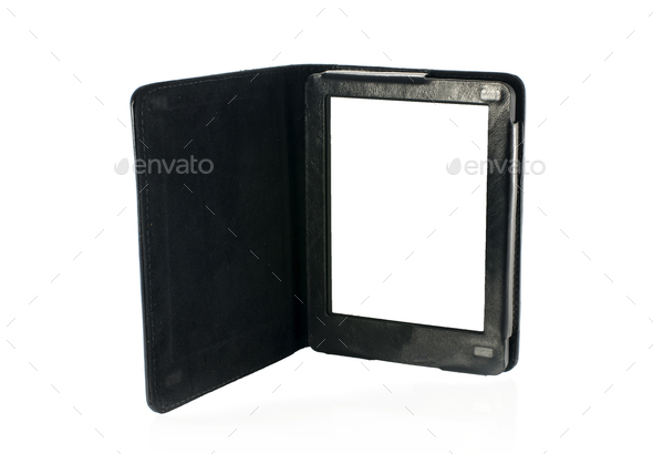 ereader in leather case isolated on transparent background Stock Photo ...
