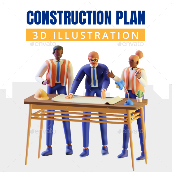 3D Illustration Male Architect-Engineer Presents Project of New ...