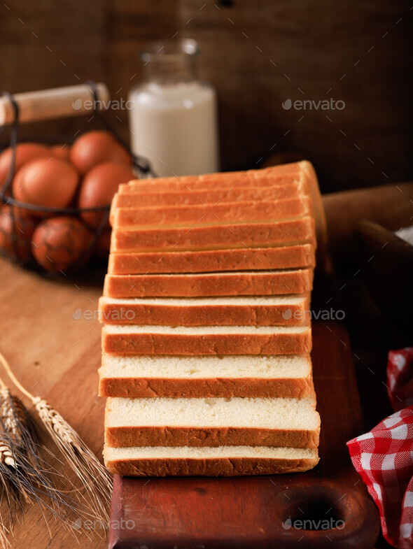 Sliced Toast Loaf White Bread (Shokupan or Roti Tawar) for Breakfast ...
