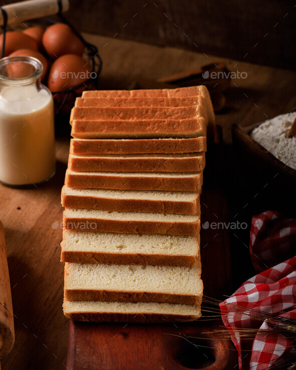 Sliced Toast Loaf White Bread (Shokupan or Roti Tawar) for Breakfast ...