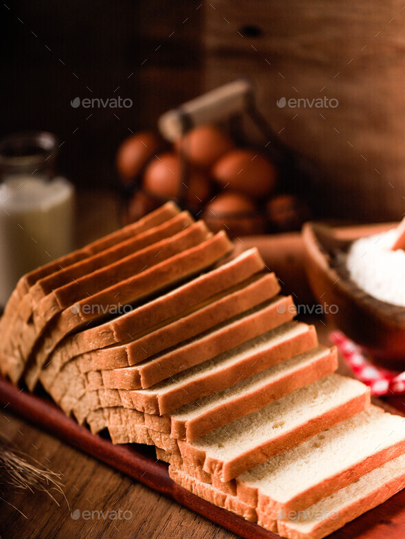 Sliced Toast Loaf White Bread (Shokupan or Roti Tawar) for Breakfast ...
