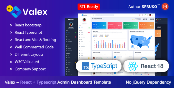 Valex – React TypeScript Admin & Dashboard Template by SPRUKO | ThemeForest