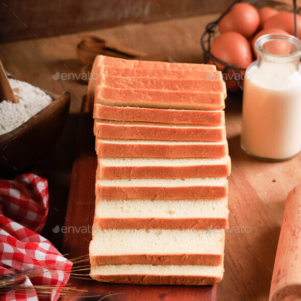 Sliced Toast Loaf White Bread (Shokupan or Roti Tawar) for Breakfast ...