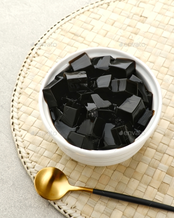 Cincau or Grass jelly (Mesona chinensis) Stock Photo by tyasindayanti