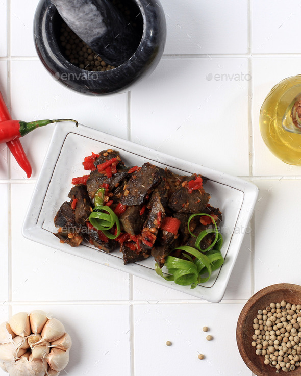Balado Paru, Traditional Indonesian Food Made from Beef Lungs. Cooked ...