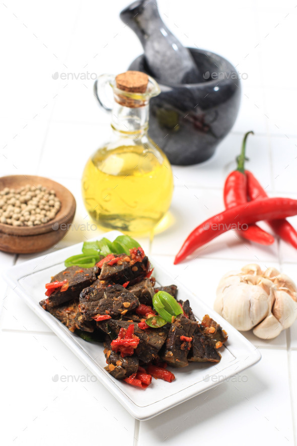 Balado Paru, Traditional Indonesian Food Made from Beef Lungs. Cooked ...