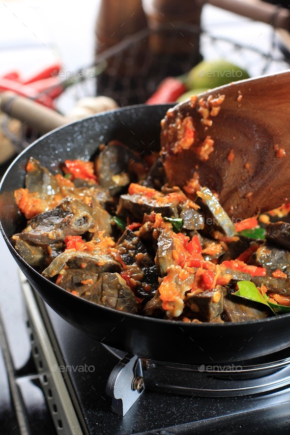 Kitchen Situation Cooking Process Making Saute Spicy Beef Lung Stock ...