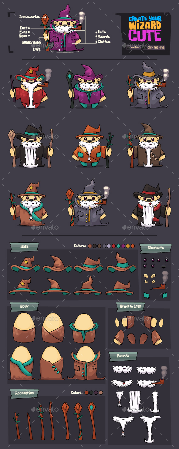 Character Design - Wizard, Vectors | GraphicRiver