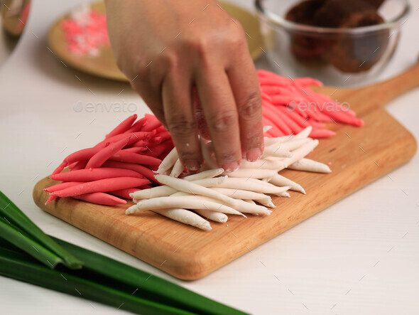Raw Red and White (Merah Putih) Cenil, Jajanan Pasar or Traditional ...