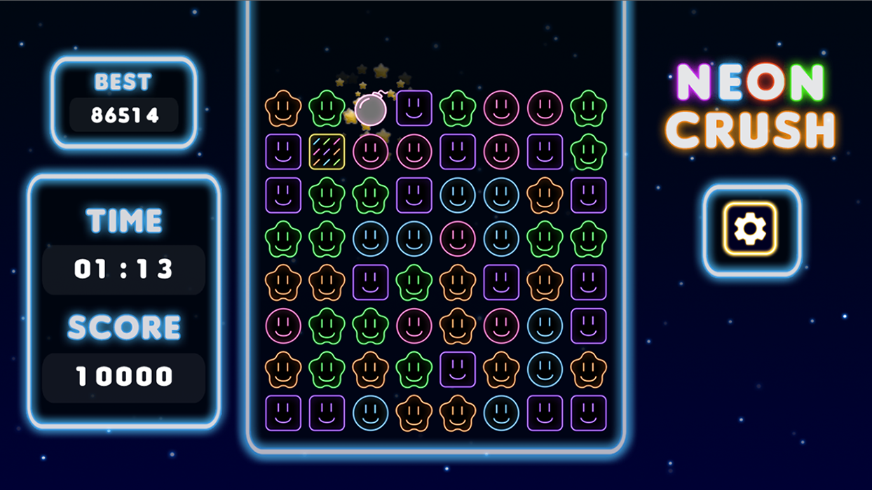 Neon Crush - Match-3 Game - HTML5 / Construct 3 by jmneto | CodeCanyon