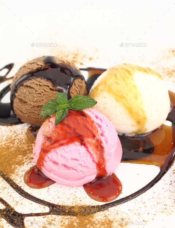 Three scoops of ice cream Stock Photo by rawf8 | PhotoDune