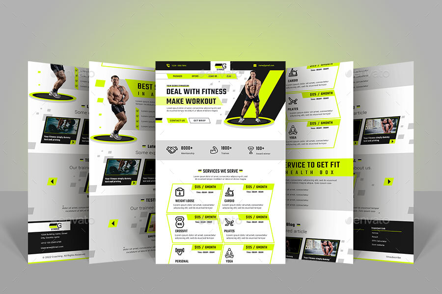 Fitness Gym Email Newsletter PSD Template, Web Elements | GraphicRiver