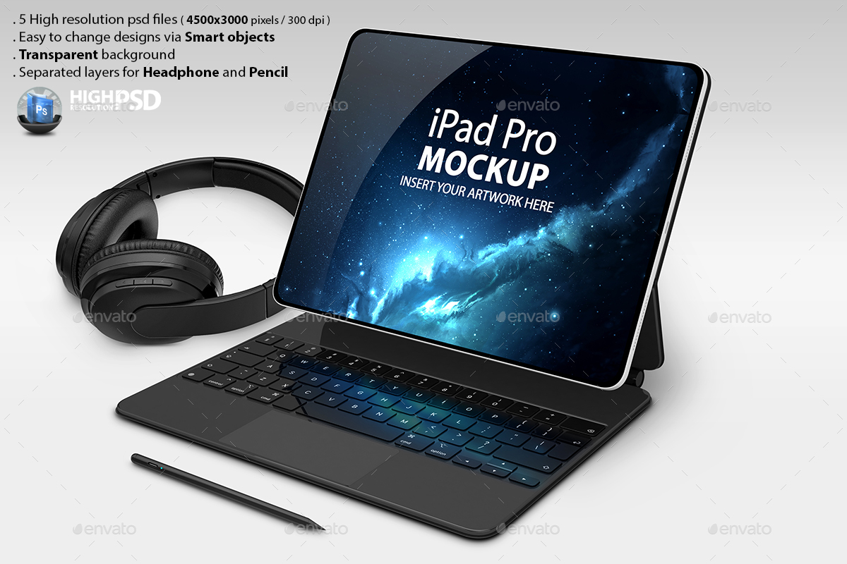 iPad Pro Mockup Plus Keyboard, Graphics | GraphicRiver