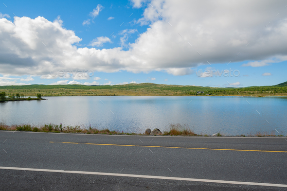 Open road. Empty road with no traffic in countryside. Rural landscape ...