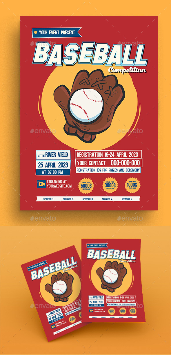 Baseball Competition Flyer, Print Templates | GraphicRiver