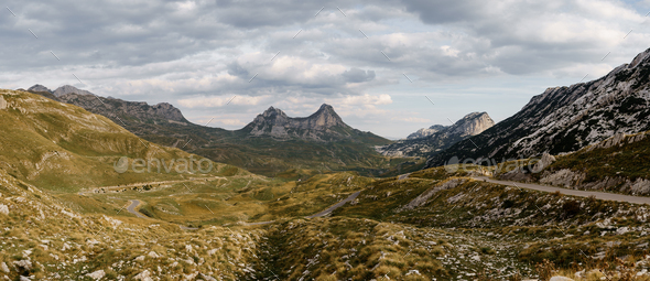 Sedlo pass in Durmitor National Park. Panorama Stock Photo by Nadtochii