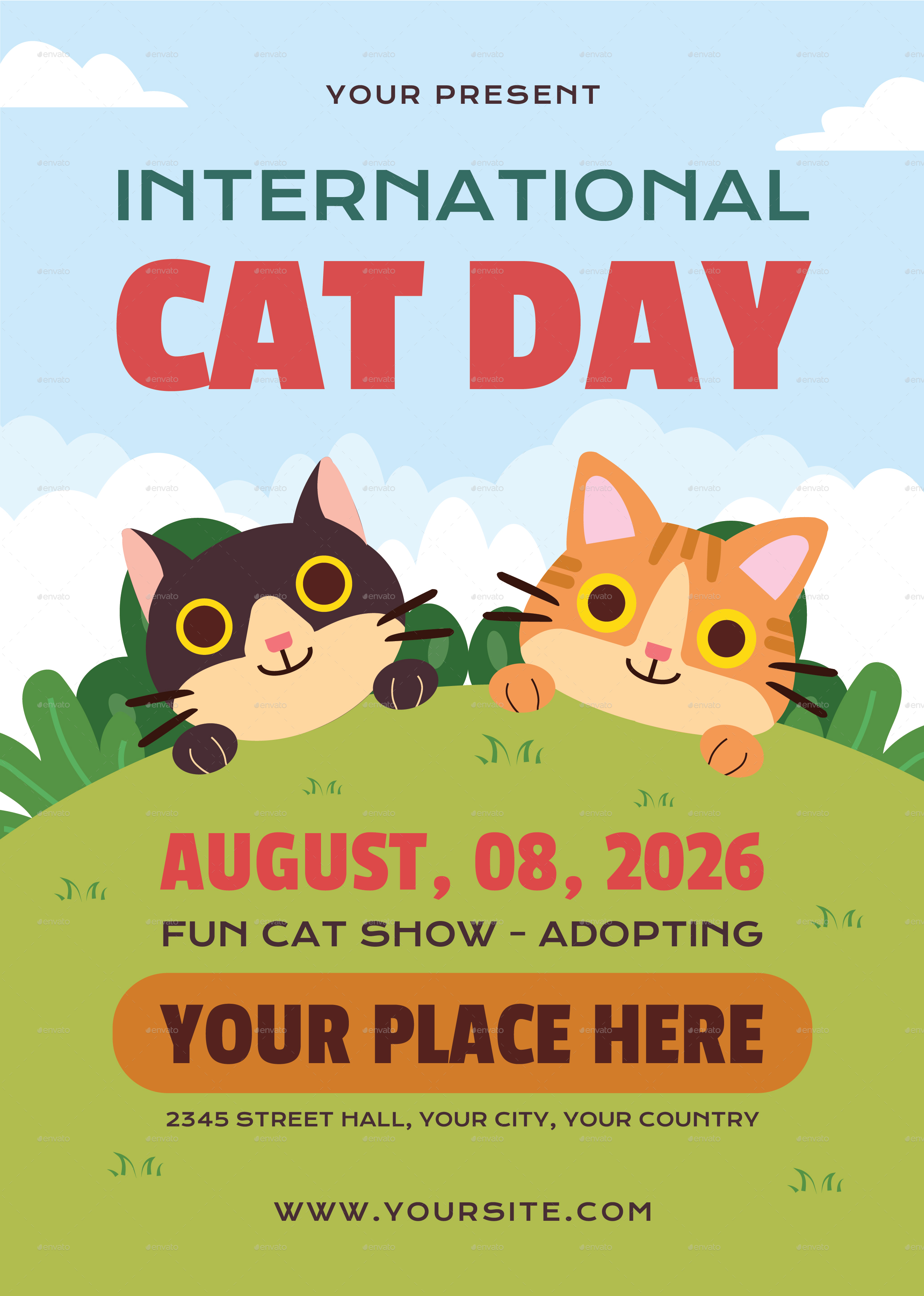 International Cat Day Flyer, Print Templates | GraphicRiver