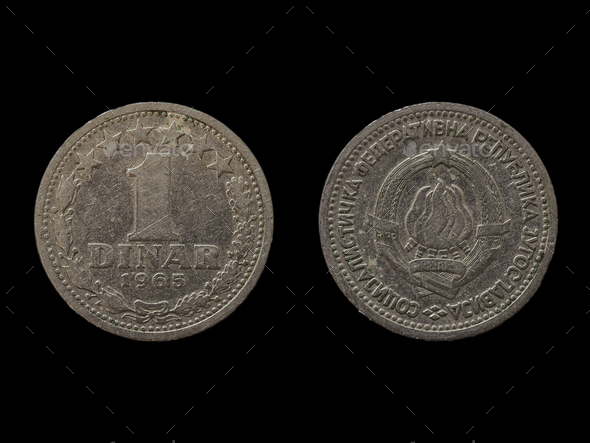 Vintage old Yugoslavian dinar coins. Currency of Socialist Federal ...