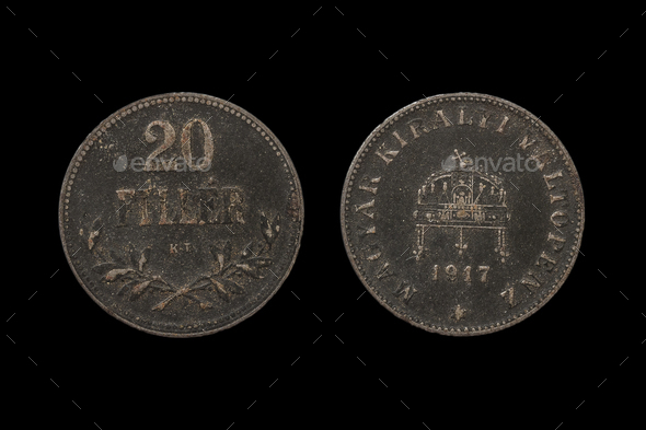 Vintage Austro-Hungarian empire 20 filler coins from 1917. Stock Photo ...