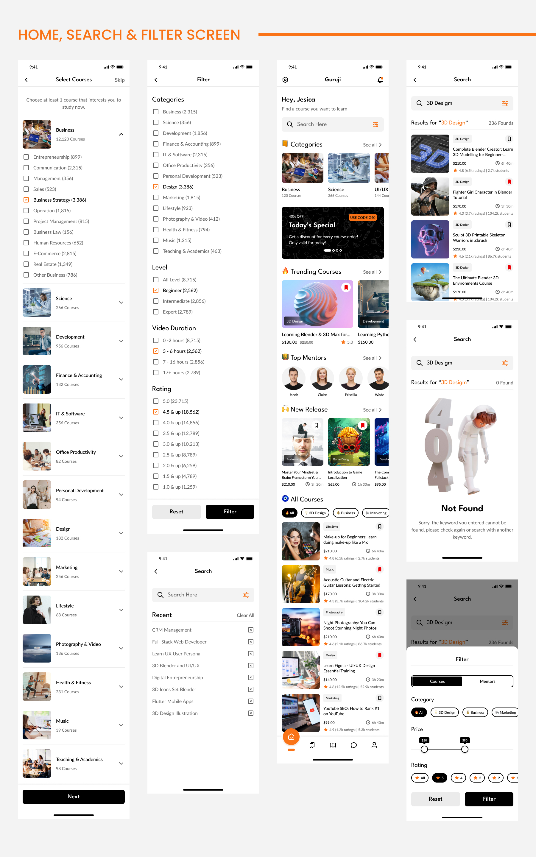 Guruji - Online Learning and Education App XD UI Kit Template by The ...