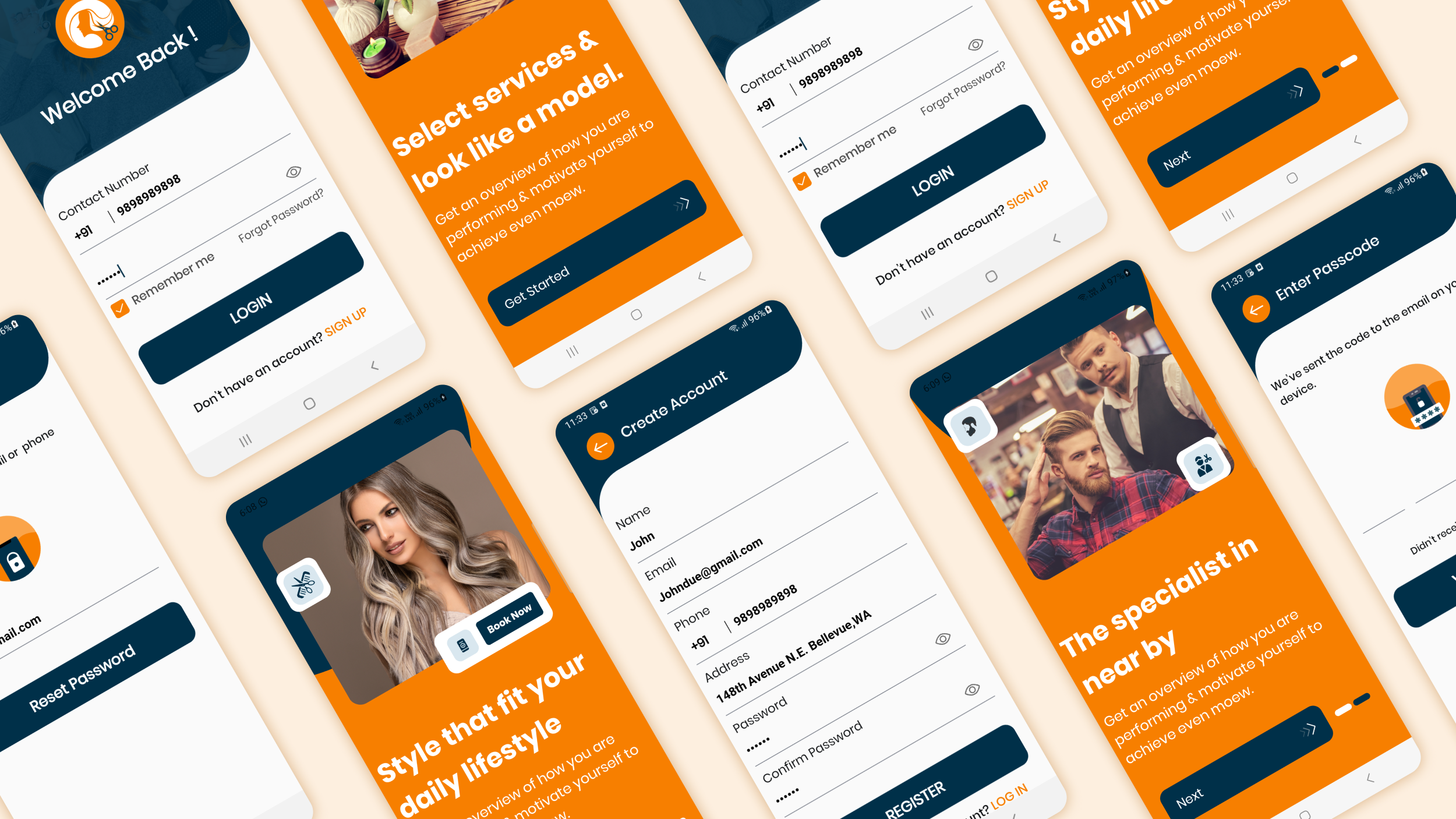 Saloon or Service online appointment booking flutter application UI ...
