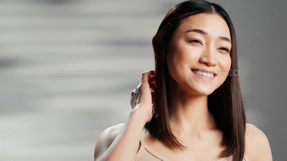 Female model embracing imperfections for self love ad Stock Photo by DC ...
