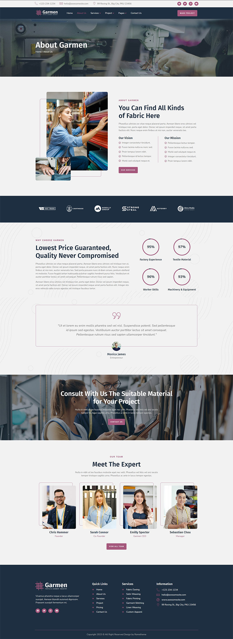 Garmen - Textile & Garment Industry Elementor Template Kit by Rometheme