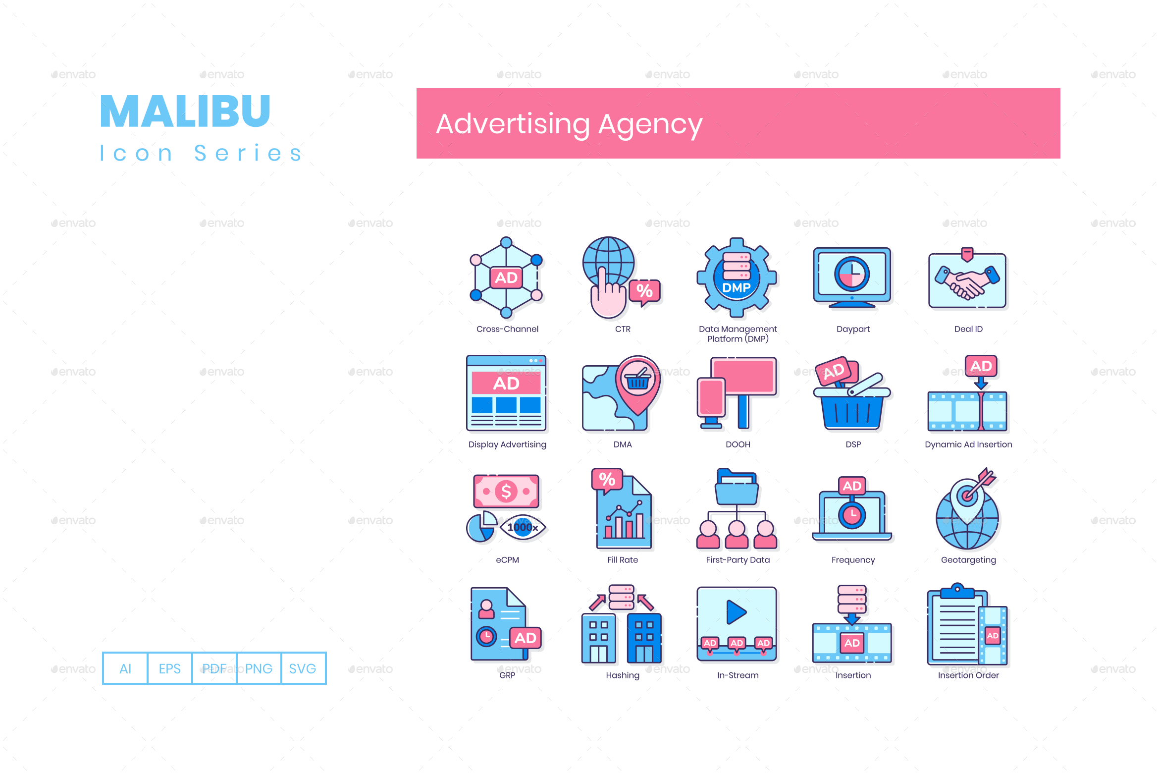 100 Advertising Agency Icons - Malibu Series, Icons | GraphicRiver