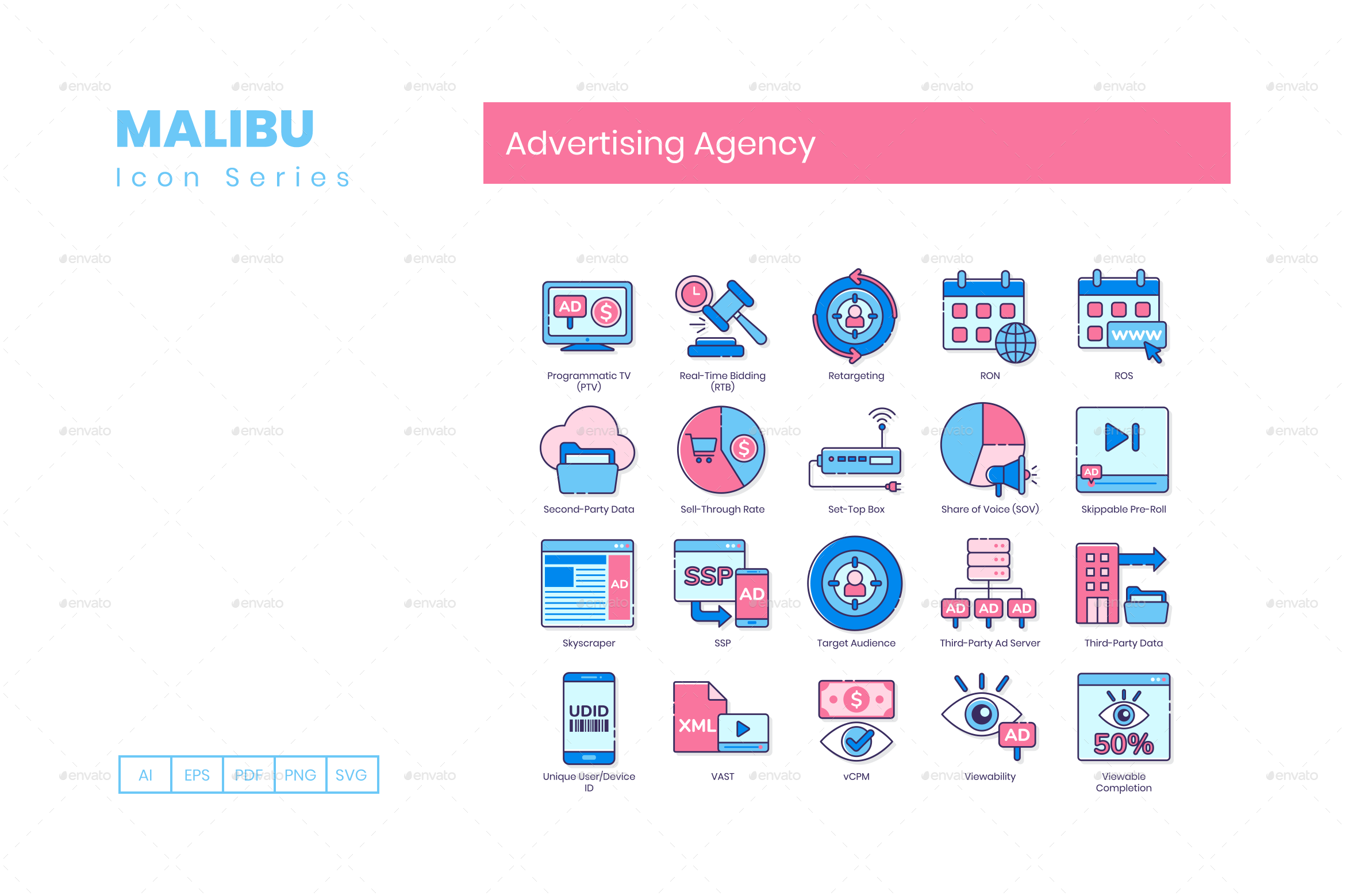 100 Advertising Agency Icons - Malibu Series, Icons | GraphicRiver