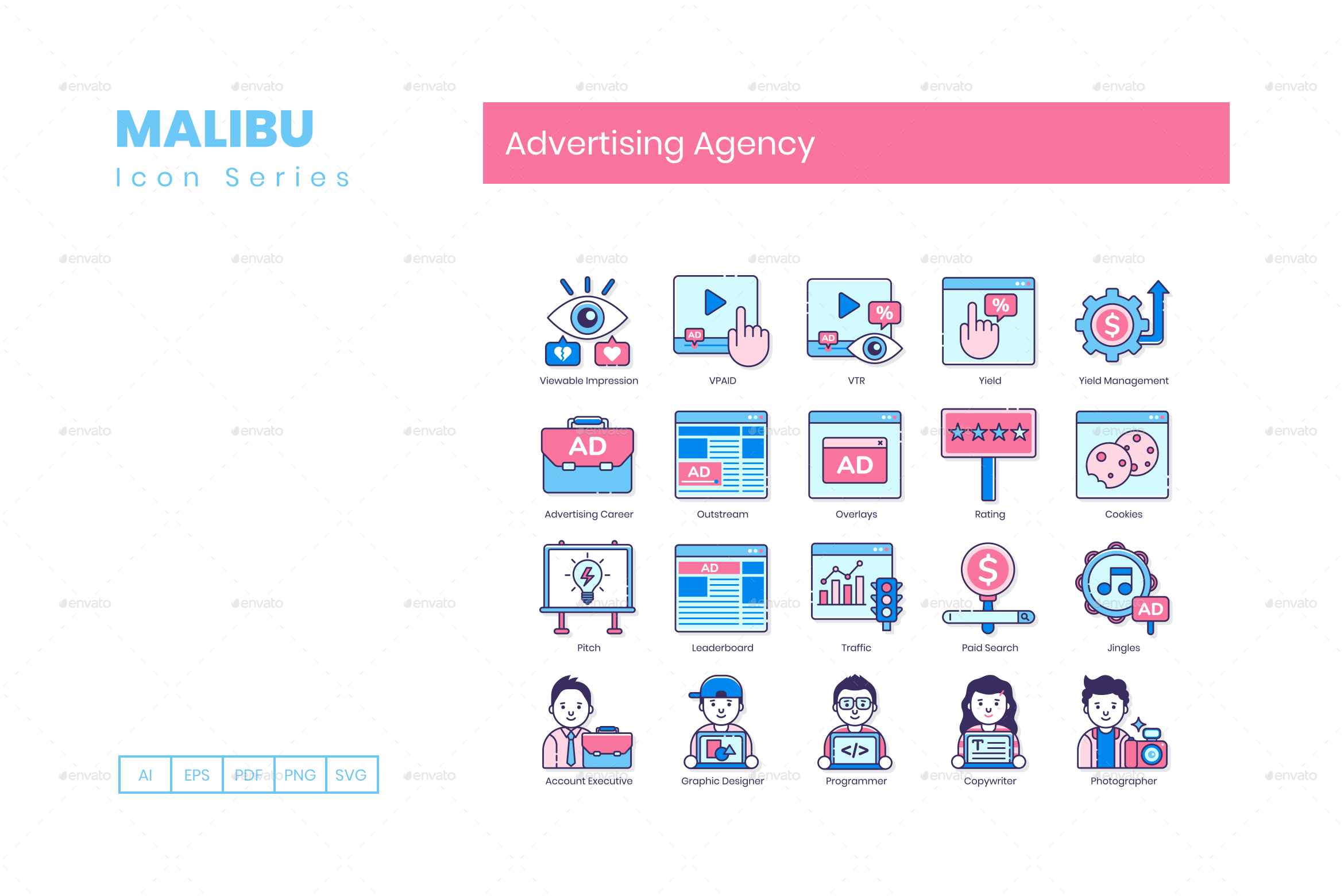 100 Advertising Agency Icons - Malibu Series, Icons | GraphicRiver