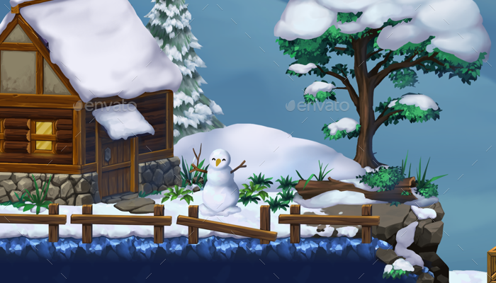 Snowy Town - Platform Tileset, Game Assets | GraphicRiver