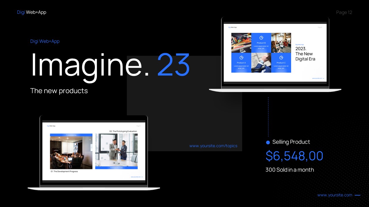 Digi Web App Product Google Slides Template, Presentation Templates