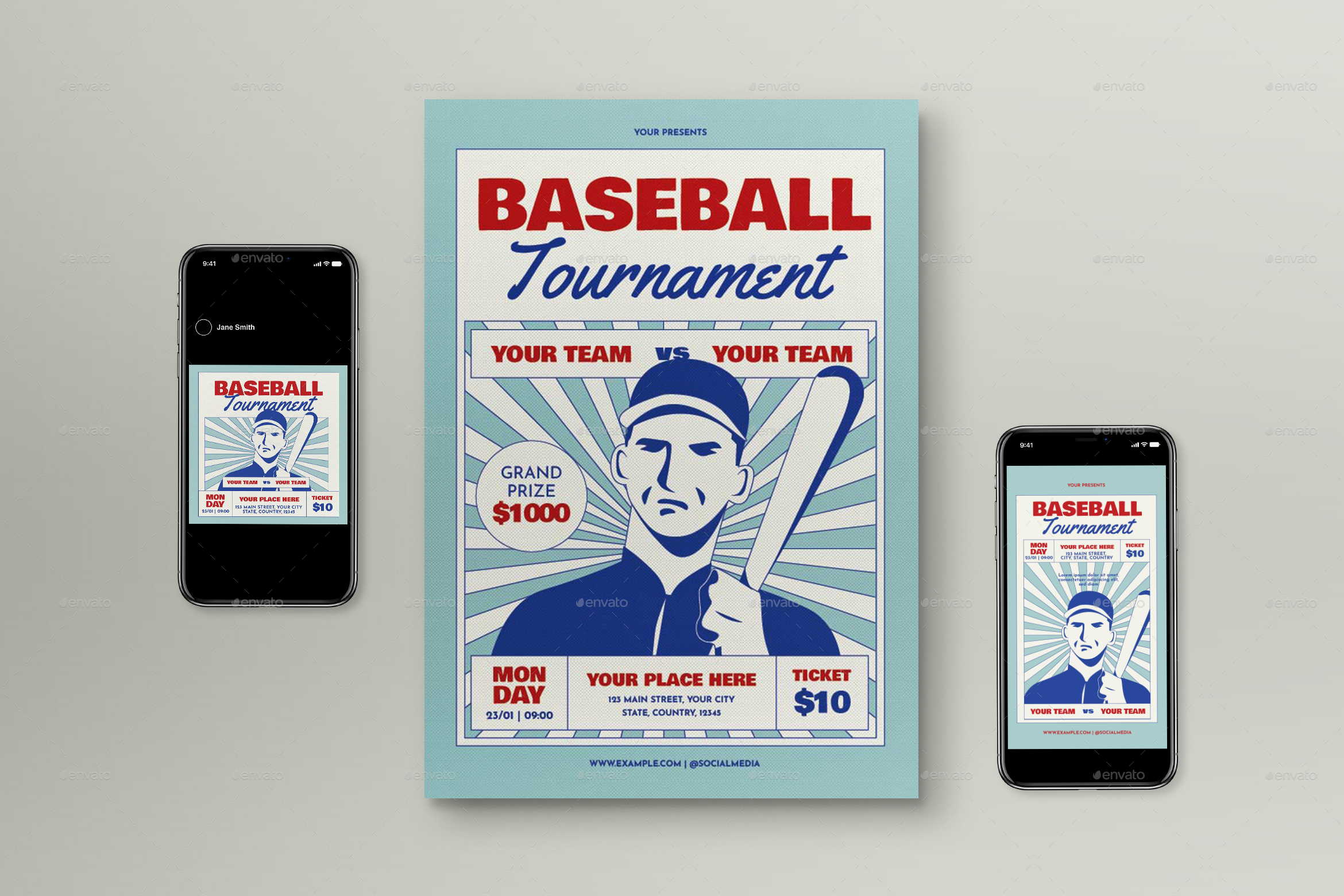 Black Vintage Baseball Tournament Flyer Set, Print Templates | GraphicRiver